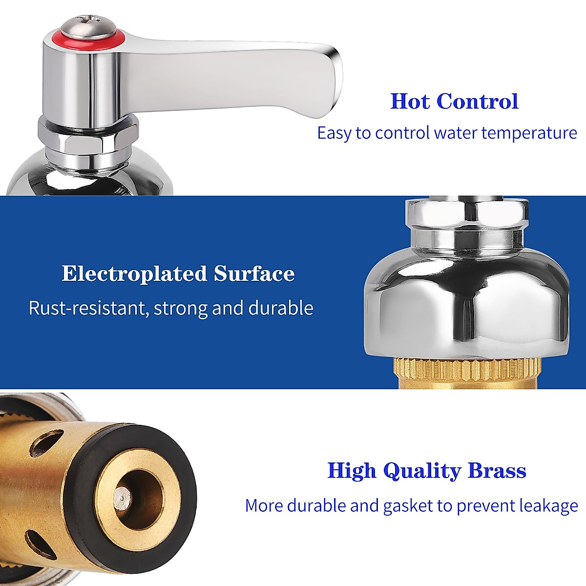 KANONEY Hot Spindle Assembly for 002714-40 Eterna Valve Replacement Red Side Handle Stem Assembly Fit for T&S Brass All Commercial Faucet