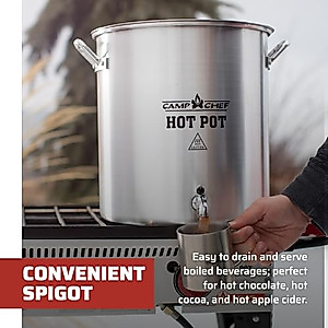 Camp Chef Aluminum Hot Water Pot - For Hot Chocolate & Hot Apple Cider - Hot Water Storage with a Spigot for Dishes - Easy-to-Serve Hot Beverage Dispenser - 32 Quart Pot - About 120 Servings