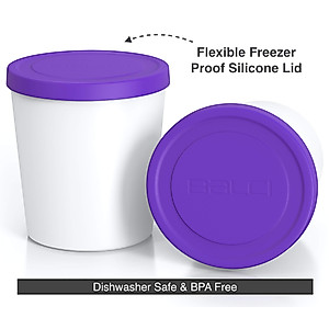 BALCI - Premium Ice Cream Containers (2 Pack - 1 Quart Each) Perfect Freezer Storage Tubs with Lids for Ice Cream, Sorbet and Gelato! - Purple