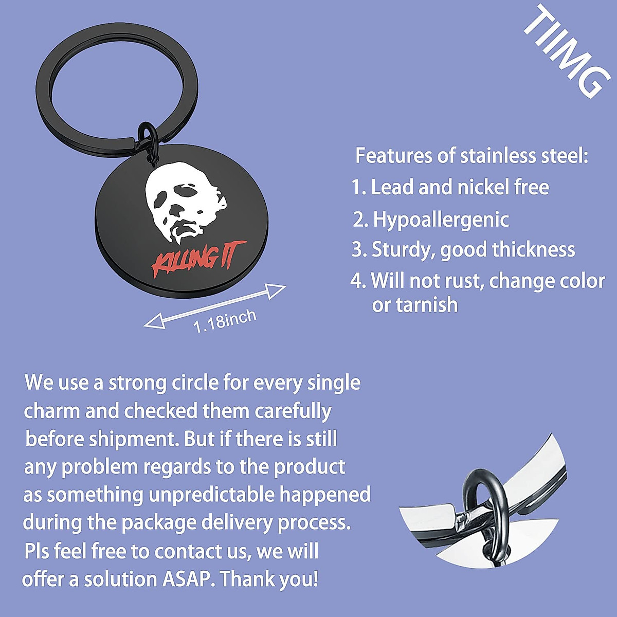 TIIMG Halloween Scary Horror Gift KILLING IT Slasher Keychain Horror Movie Gifts for Women (KILLING IT mike)