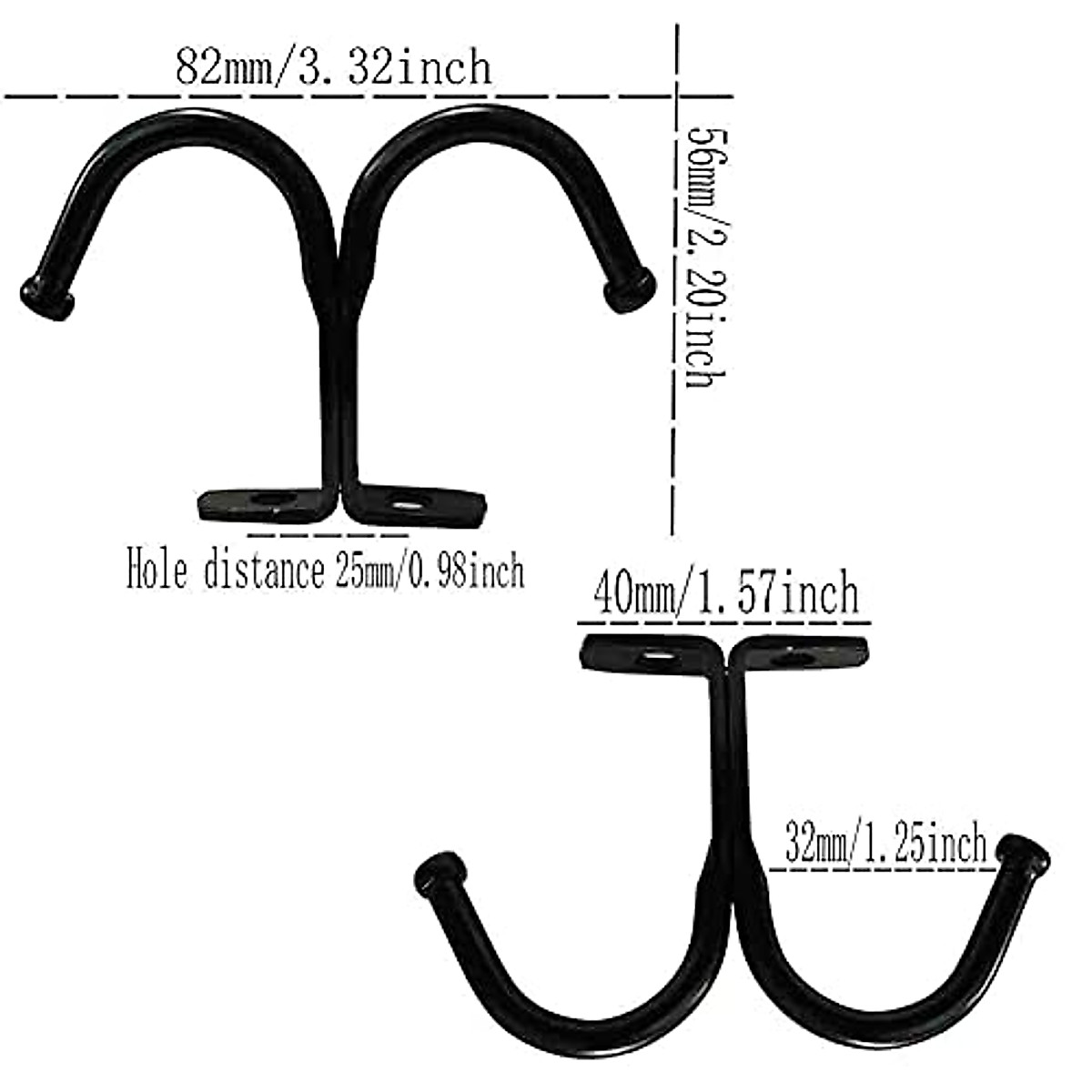 haowei Double Prong Ceiling Hook 10 Pcs Towel/Robe/Coat Clothes Hook for Closet Top Bathroom Kitchen Cabinet Garage (Black)