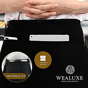 12 Pack - Black Server Waist Aprons, Waitress Half Apron