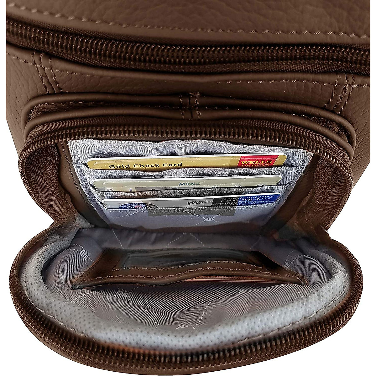 Roma Leathers Genuine X-Large Crossbody Purse, Multi-Pocket, Adjustable Strap, XL, Brown