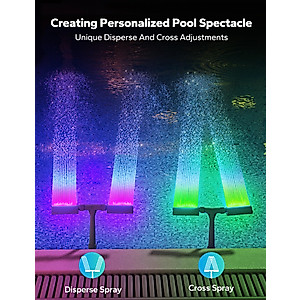 POOLHACKER Pool Fountain with 7-Color LED Lights, Above/Inground Pool Fountain Lights with Remote Control, Adjustable Pool Sprinkler Fountain with Dual Spray Heads, Above Ground Pool Cooling System
