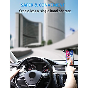 EXSHOW Car Phone Holder, Magnetic Windscreen Car Mount, Flexible Long Arm Windshield Suction Phone Cradle with Dashboard Base for iPhone xr xs x 8 Plus Huawei Mate 10 9 Honor Samsung S10 S9+ Note etc