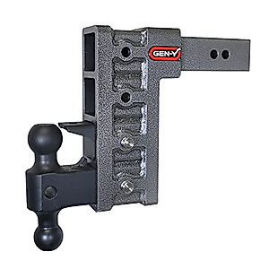 GEN-Y GH-624 MEGA-Duty Adjustable 9" Drop Hitch with GH-061 Dual-Ball, GH-062 Pintle Lock for 2.5" Receiver - 21,000 LB Towing Capacity - 3,000 LB Tongue Weight