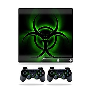 Skin Compatible with Sony Playstation 3 PS3 Slim + 2 Controllers – Bio Glare | MightySkins Protective, Durable, and Unique Vinyl wrap Cover | Easy to Apply, Remove | Made in The USA