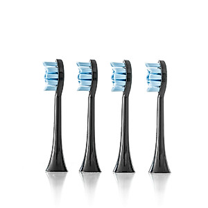Sonic Clean Brush Replacement Heads Soft Dupont Bristles Four (4) Pack Electric Toothbrush Heads (Black (Diamond Edition))