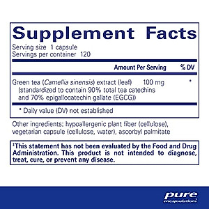 Pure Encapsulations Green Tea Extract (Decaffeinated) | Hypoallergenic Antioxidant Support for All Cells in The Body* | 120 Capsules