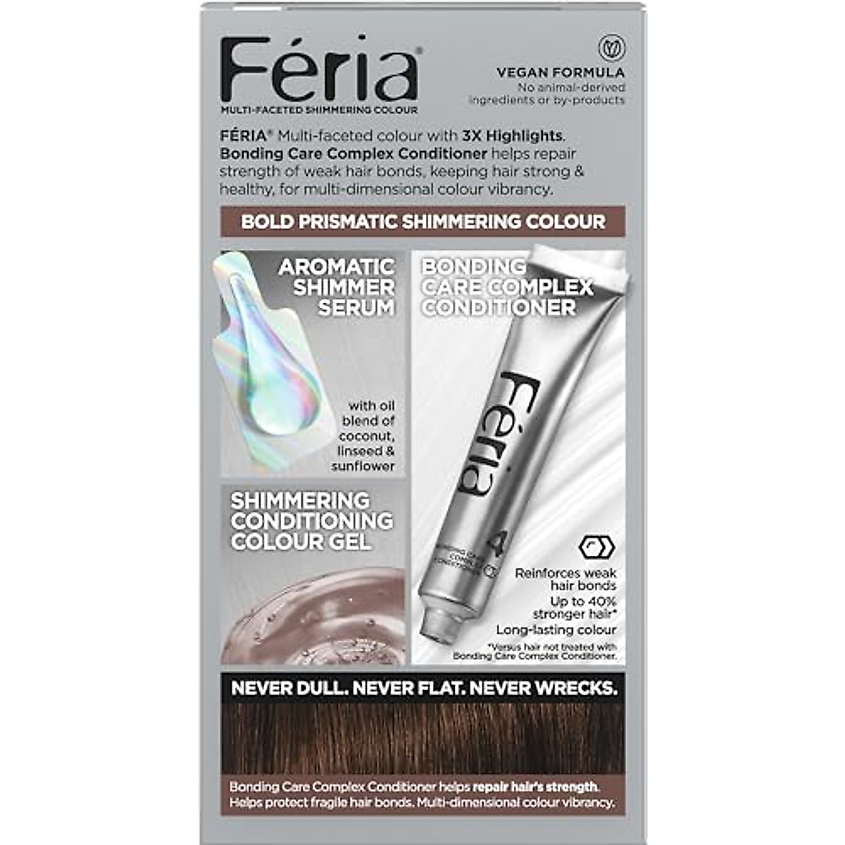 L'Oreal Paris Feria Multi-Faceted Shimmering Permanent Hair Color, 45 French Roast (Deep Bronzed Brown), Pack of 1, Hair Dye