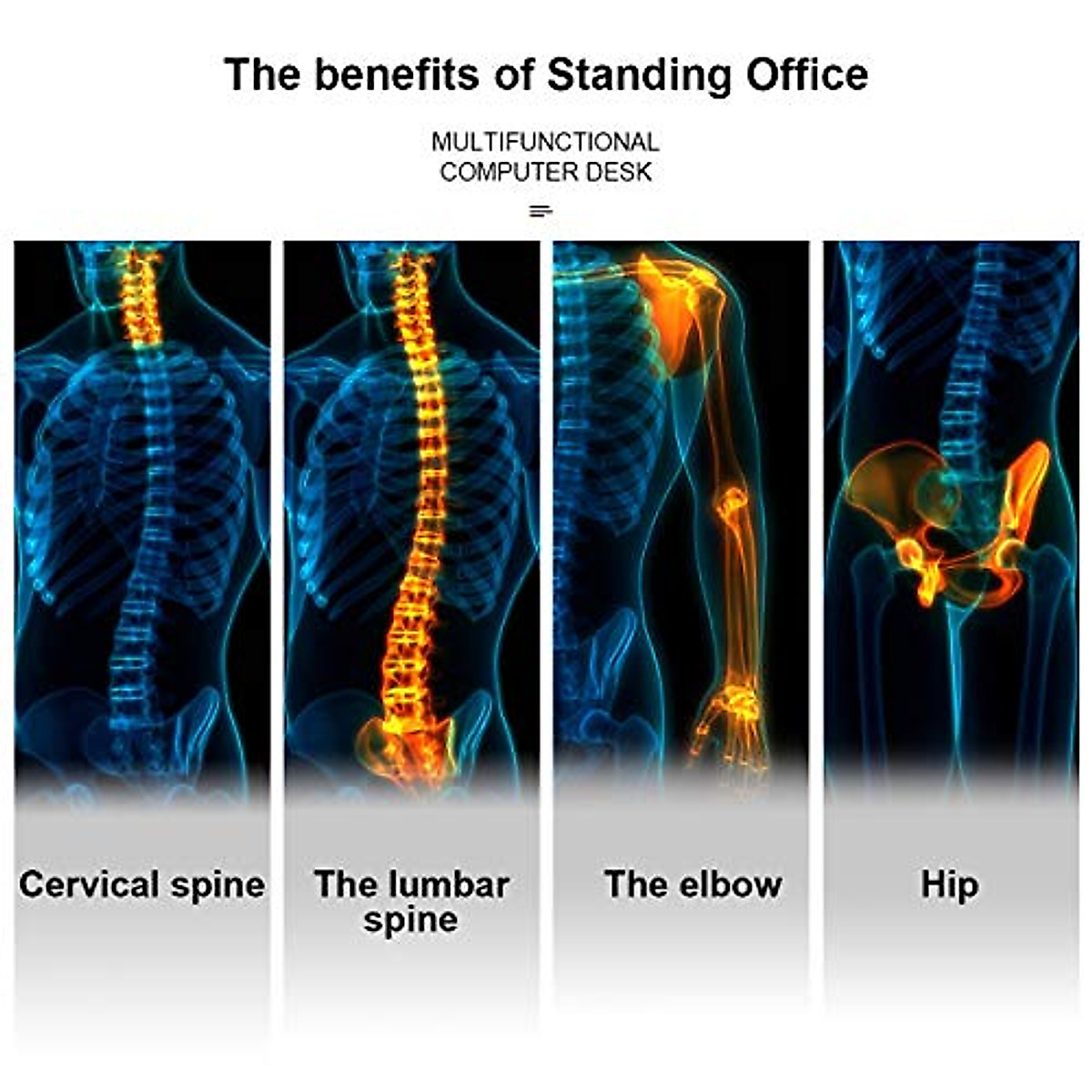 Standing Desk Height Adjustable Stand Up Desk Converter for Laptop Dual Monitors 47 Inches Large Desktop Sit to Stand Desk with Sturdy Frame, Ergonomic Home Office Computer Workstation, Black