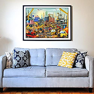 Think2Master Construction in New York City, USA 100 Pieces Jigsaw Puzzle Fun Educational Toy for Kids, School & Families. Great Gift for Boys & Girls Ages 4+ to Stimulate Learning. Size:23.4” X 16.5”