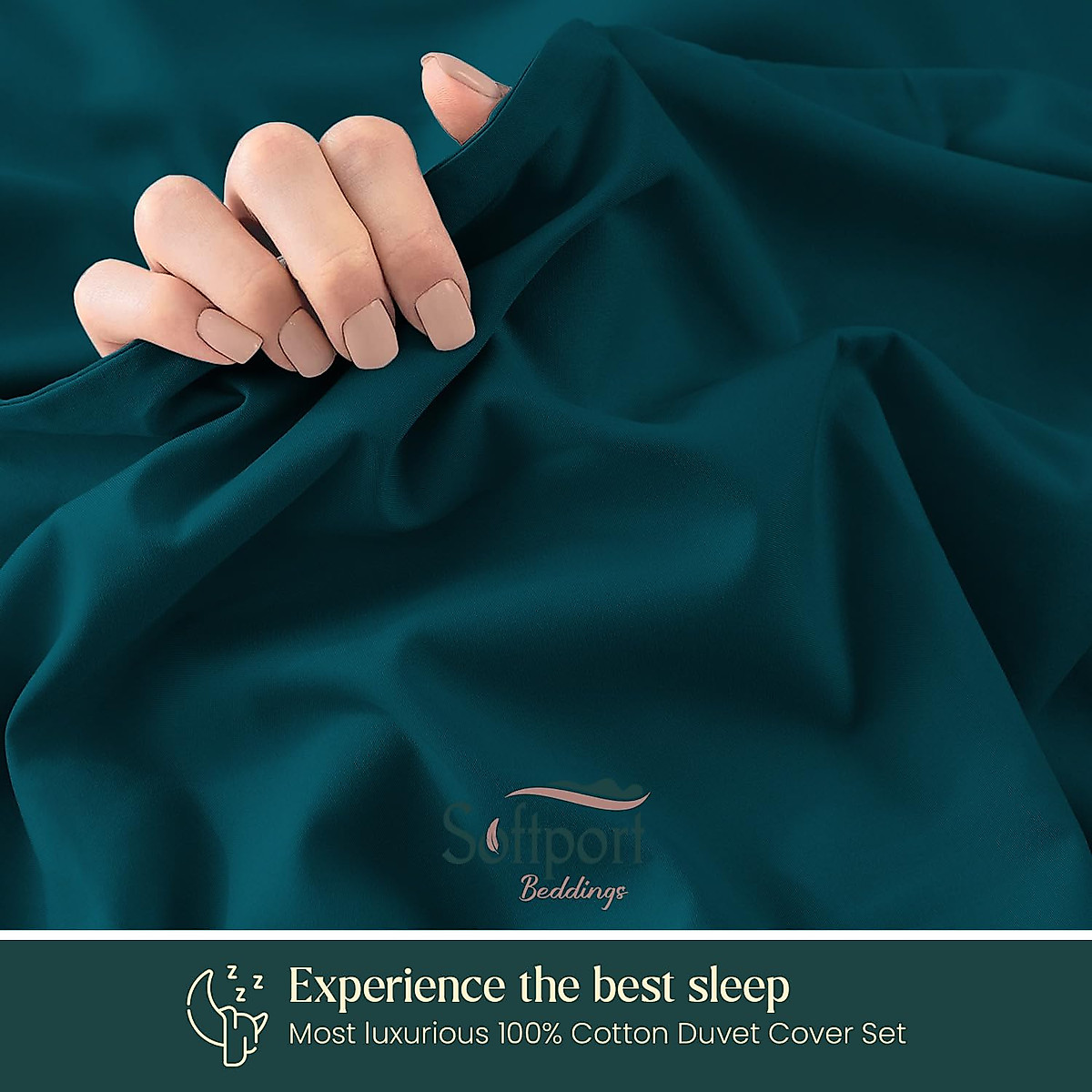 Teal Duvet Cover Oversized King Plus 128x120 - 3 Piece Duvet Cover with 2 Pillow Shams - 100% Egyptian Cotton Comforter Cover with Zipper Closure & 4 Corner Ties, Oversized King Plus Duvet cover set