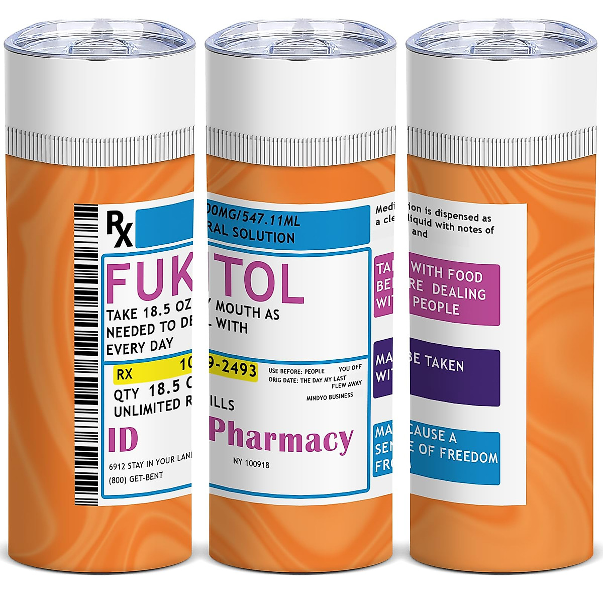 Fukitol Insulated Skinny Tumblers Cup Coffee Mug with Lid honest placebo pill 20oz Reusable Stainless Steel Water Bottle for Hot & Cold Drinks Tea Cup Iced Coffee Travel Mug (Pack of 1)