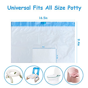 Disposable Potty Chair Liners with Drawstring for Universal Potty Training Toilet Seat, Toddler Portable Outdoors Travel Toilet Liners with Super Absorbent Pad - 30 Pack