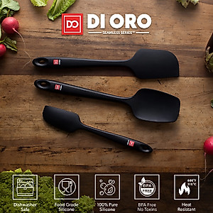 DI ORO 8-Piece Silicone Kitchen Utensil Set - 600°F Heat-Resistant Nonstick Flexible Seamless Silicone Turner Spatulas, Spoons, & Ladle - Nonstick Cookware Safe Tools for Baking & Cooking - BPA Free
