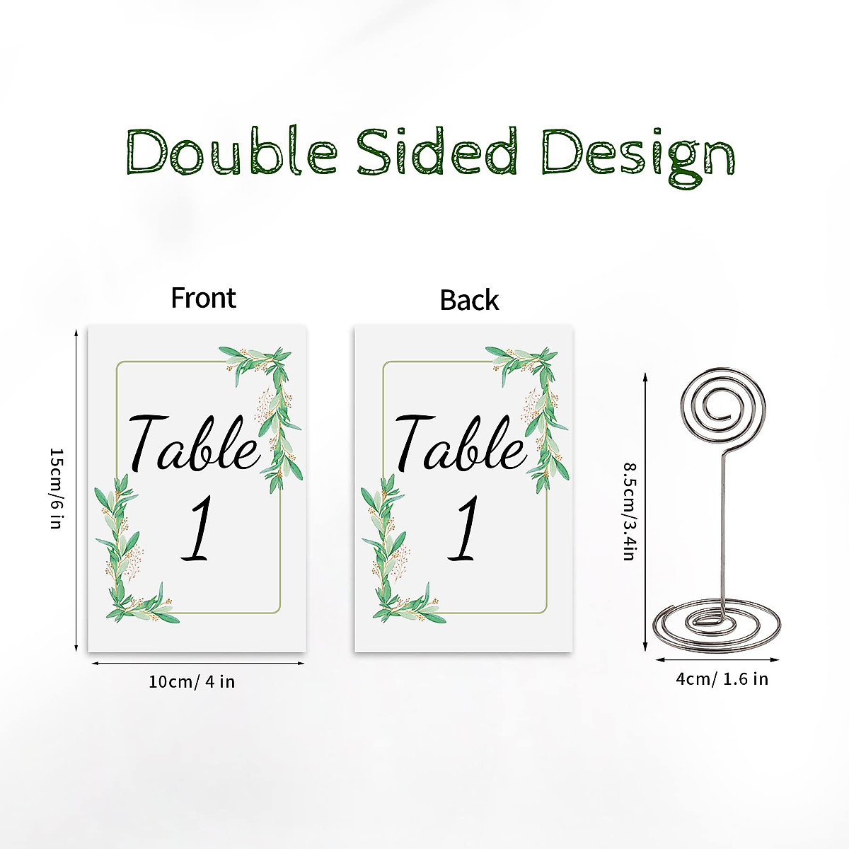 POWER UNICO FLOWER Table Numbers 1-25 Plus Head Table Card, Double-sided 4 * 6in Card Stock with Matched Silver Table Number Holders for Wedding and Events (667)