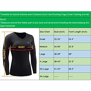 NELEUS Women's 3 Pack Compression Shirts Long Sleeve Yoga Athletic Running Shirts,V-Neck,Black/Blue/White,M