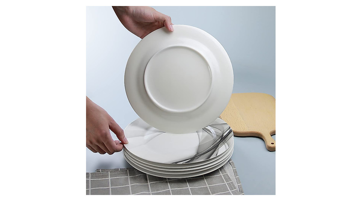 IQCWOOD Ceramic Dinner Plates Set of 6 - Durable, Microwave Safe Plates