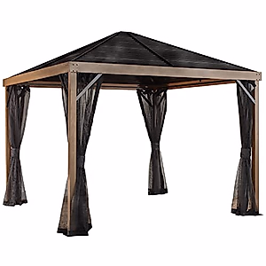 Sojag Outdoor 8' x 8' Sanibel Hardtop Gazebo Outdoor Sun Shelter, Wood Finish