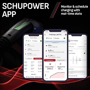 Schumacher Electric Level 2 EV Charger 50 Amp 240V for NEMA 6-50 Plug or Hardwired Electric Vehicle Charger - 9X Faster Indoor/Outdoor Charging - Bluetooth/WiFi Connected