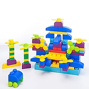 UNiPLAY Plus Soft Building Blocks — Creativity Toy, Educational Play, Cognitive Development, Early Learning Stacking Blocks for Infants and Toddlers, Primary (80-Piece Set)