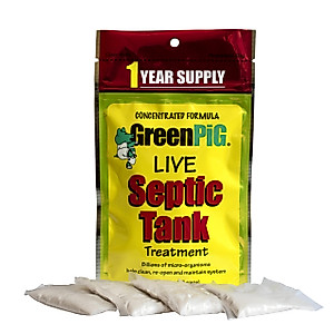 GREEN PIG 52 Live Tank Treatment Aids in The Breakdown of Septic Waste to Prevent Backups with Easy Dissolvable Flush, Consumer Strength