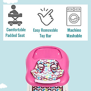 Dream On Me Go-Getter 3-in-1 Activity Baby Walker and Walk Behind Walker, Adjustable Seat Height, Comfortable Padded Seat, Easy to Fold, Pack and Store, Detachable Activity Tray, Pink