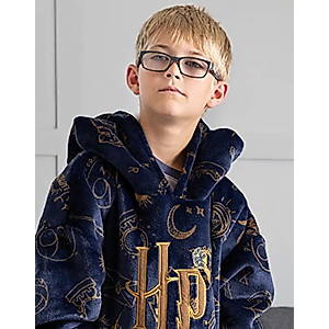 Harry Potter Girls Wearable Blanket Hoodie | Childrens Hooded Sherpa Fleece Pullover HP Hogwarts | Kids Sherpa Lined