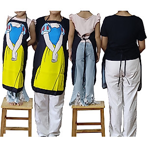 sloHEXtted Princess Character Snow White Apron-Black Cartoon Cute Apron for Girl Women Lady Kitchen Chef Cooking BBQ Bib Apron Gift Party Cosplay Costume,Disney Princess