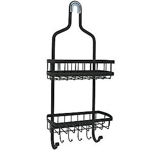 R FLORY 2 Tier Shower Caddy Over Showerhead Rustproof Shelf Rack Loofahs Showerhead Hanging Shower Shelves Full Metal Storage Bathroom Organizer Shower Accessories