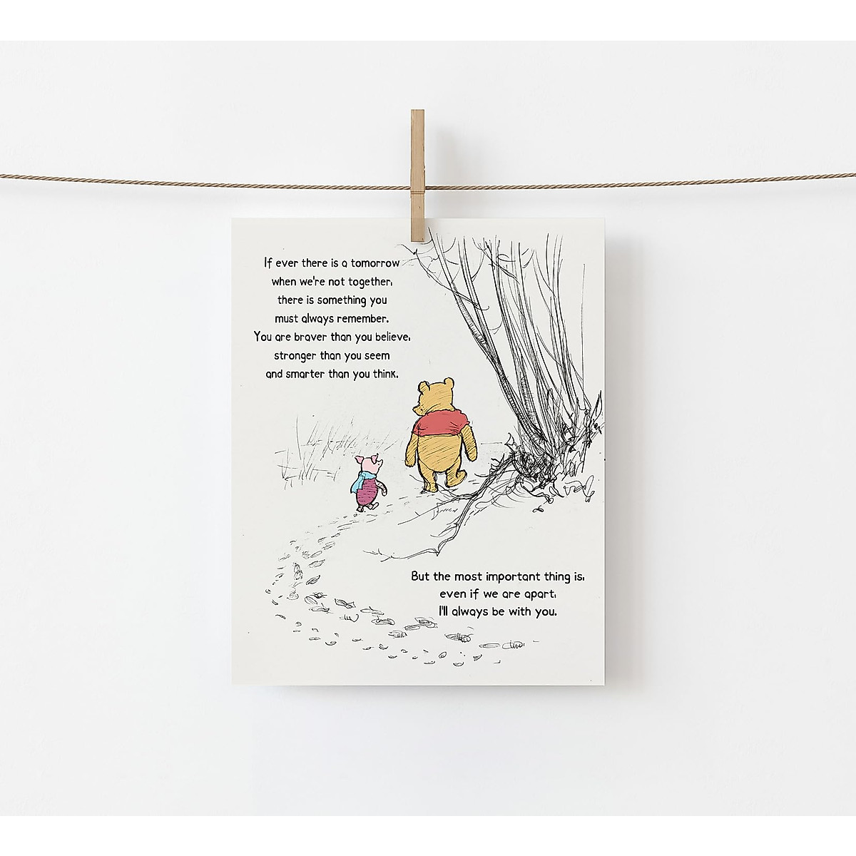 If Ever There Is A Tomorrow, Winnie Wall Art, A. A. Milne the Pooh Quote Classic Poster, Nursery Wall Decor, Encouragement Gift for Kids, Unframed Print (8"x10")