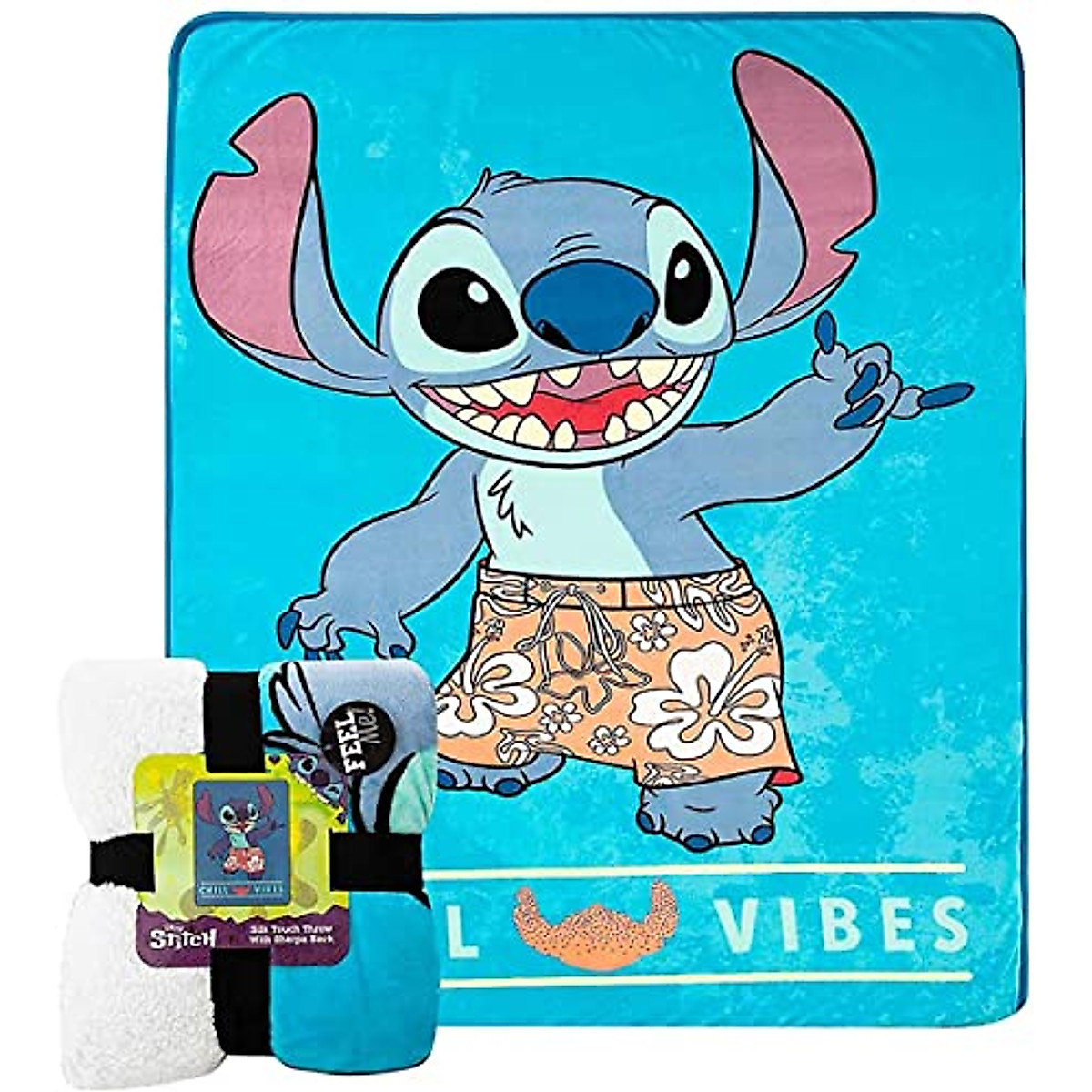 Northwest Lilo & Stitch Chill Out Oversized Silk Touch Sherpa Throw Blanket, 60" x 80"