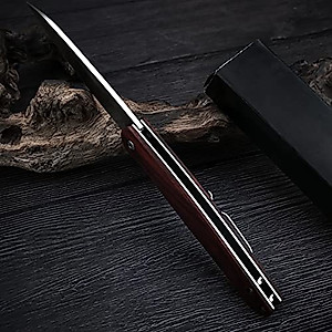 HUAAO 8.5’’ Folding Knife, Pocket Knife with Clip, Liner Lock, Flipper Open, for Hunting Survival Hiking Camping