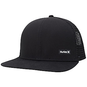 Hurley Men's Caps - Flat Brim Snap Back Baseball Cap Supply Trucker Hats for Men, Size One Size, Black
