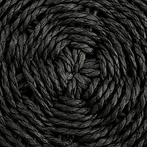 Women Straw Crossbody Bag Weave Shoulder Bags Round Summer Beach Purse Handbags (Black) One Size