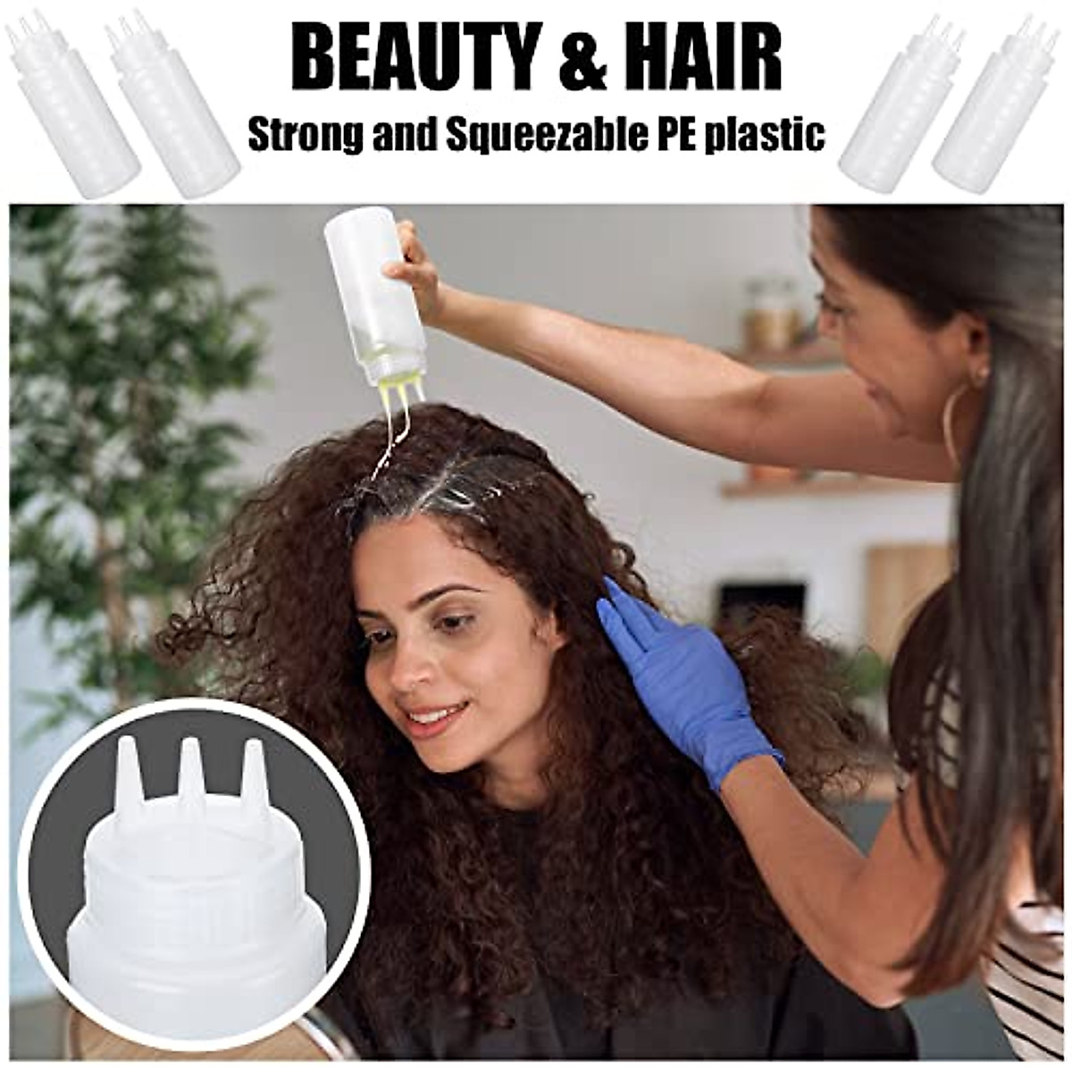 Dingion 8 Pcs 3 Hole Squeeze Bottles 16 oz Plastic Condiment Salad Dressing Container Sauces for Ketchup Mustard Seasoning Squeezer Bakery Kitchen Accessories 450 ml