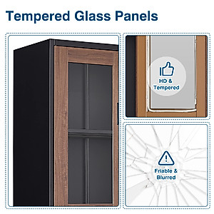 PEUKC Kitchen Pantry Cabinet, 71" Freestanding Kitchen Pantry Storage Cabinet with Drawer and Adjustable Shelves, Metal Tall Pantry Cabinet Cupborad with Glasses Doors, Wood Color