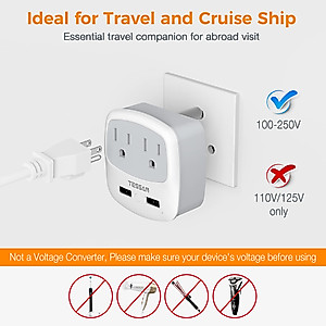 TESSAN South Africa Power Adapter, Type M Travel Adaptor Plug with 2 USB Charger 2 AC Outlets Converter, US to Bhutan, Botswana, India, Israel Namibia Nepal Pakistan