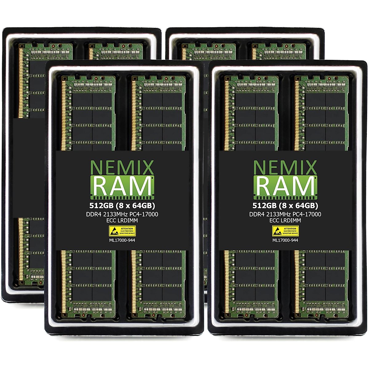 NEMIX RAM 512GB (8X64GB) DDR4 2133MHZ PC4-17000 4Rx4 1.2V 288-PIN ECC LRDIMM Load Reduced Server Memory KIT