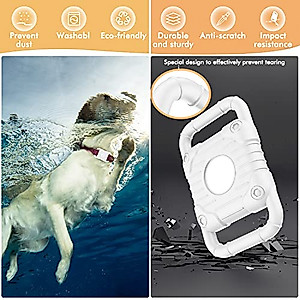 Airtag Dog Collar Holder, Silicone Apple Airtag Holder for Dog Collar, Waterproof Protective Air Tag Holder Case Compatible with Cat Dog Collars Loop & Backpack Accessories - White