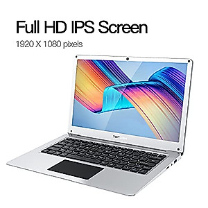 TOPOSH PC Laptop, Windows 10 Computer,14 Inch, 6GB RAM + 64GB SSD, Intel Celeron N3350, Dual-Core 1.1 GHz Graphics, WiFi Bluetooth-Silver