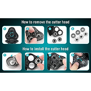 PRITECH Head Part for Electric Razor for Men, Electric Face Shavers, Rechargeable Shaving Men's Cordless Razors IPX7 Waterproof Wet Dry Rotary Shavers