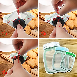Enkrio 20 PCS Mason Jar Zipper Bags Storage Reusable Food Bag for Snack Sandwich Nuts Cookies Airtight Zipper Sealed Baggies Leak-Proof
