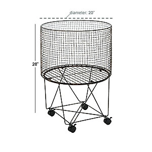 Deco 79 Metal Cylinder Storage Cart with Wheels, 20" x 20" x 28", Bronze