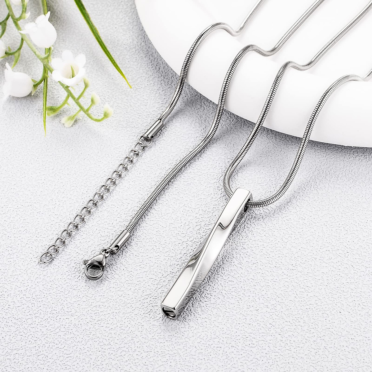 abooxiu Cremation Jewelry for Ashes Twist Ashes Necklace Urn Necklace for Ashes Cremation Necklace Stainless Steel Urn Pendant Memorial Keepsake for Women Men