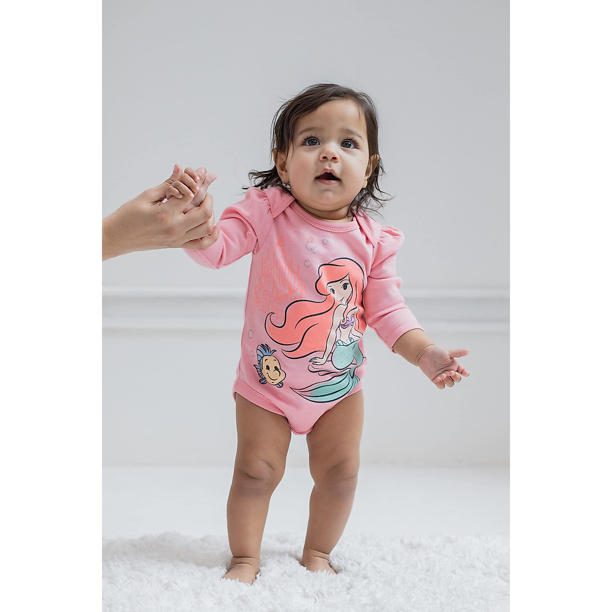 Disney Princess Ariel Belle Cinderella Newborn Baby Girls 5 Pack Bodysuits blue/green/Pink/White/Yellow 3-6 Months