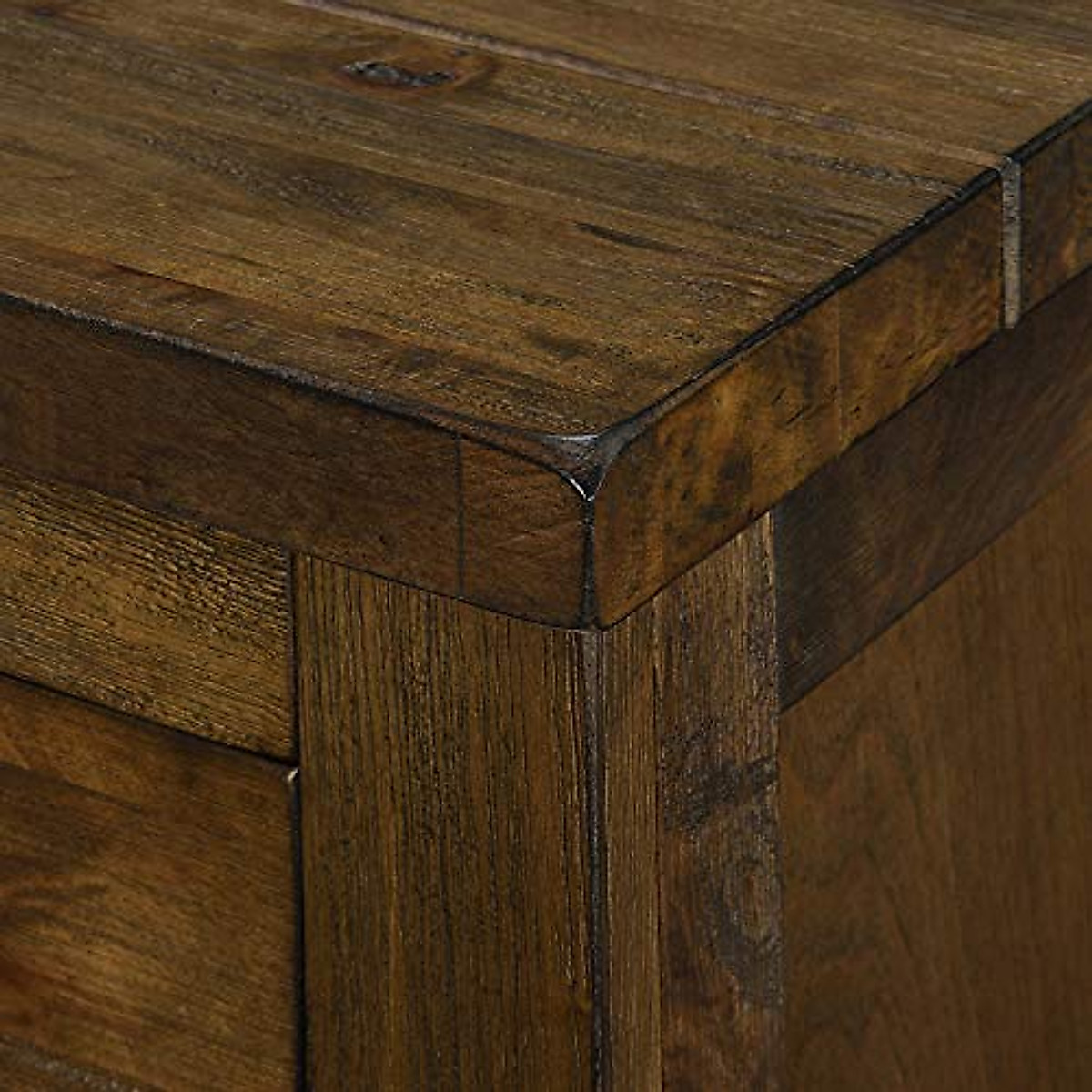 Finch Stratford Farmhouse Wooden Nightstand with 2 Drawers, Bedside End Table, Space Saving Design, Rustic Brown