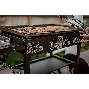 Gas One Propane Burner Grill – 36-Inch Flat Top Grill Griddle Cooking Station – Foldable 4 Burner Propane Grill with Pre-Seasoned Griddle – Professional Burners for Outdoor Cooking with Side Shelves
