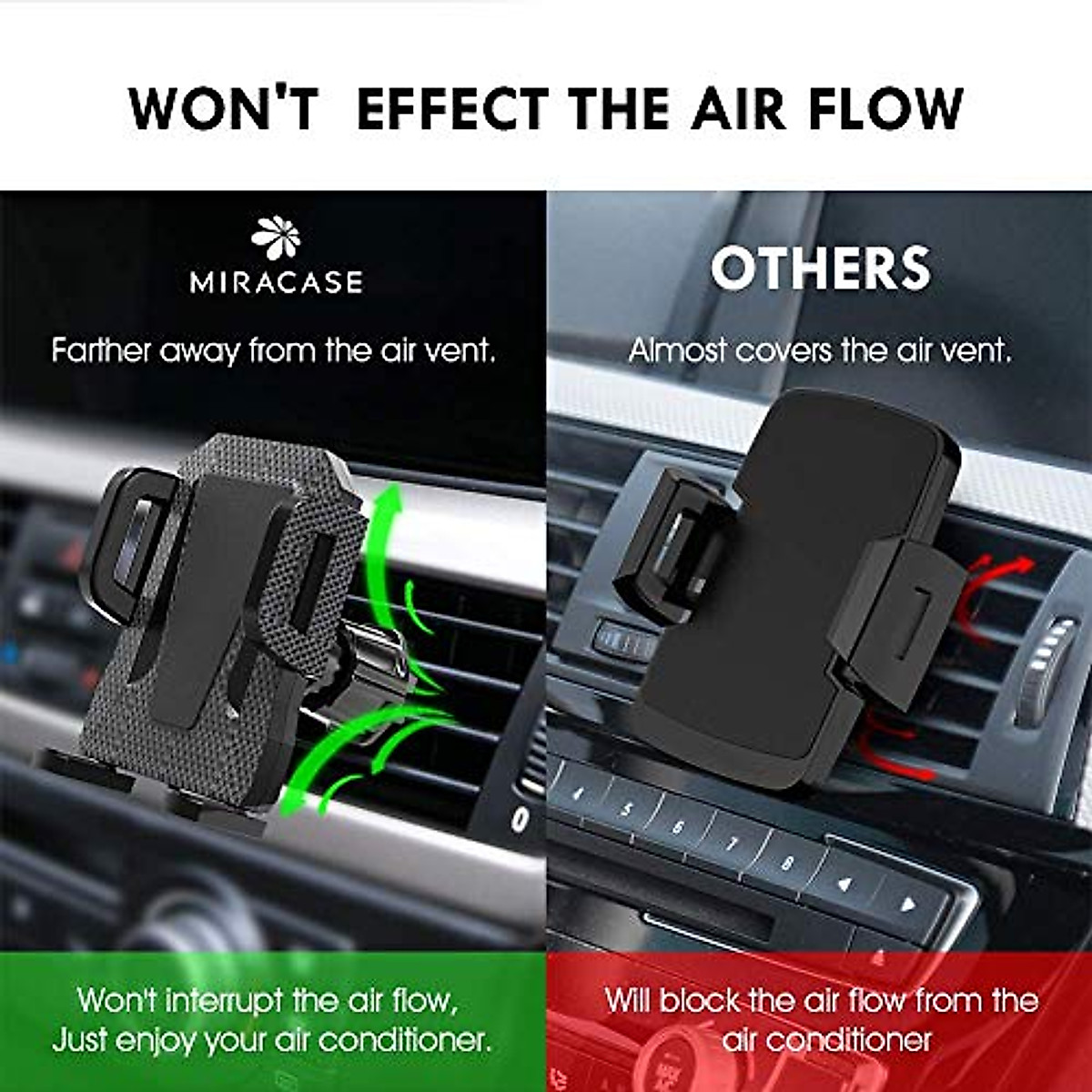 Miracase Air Vent Phone Holder for Car, Vehicle Cell Phone Mount Cradle with Adjustable Clip Compatible with iPhone 14 Series/iPhone 13 Series/iPhone 12 Series/11 Pro Max/Samsung and More
